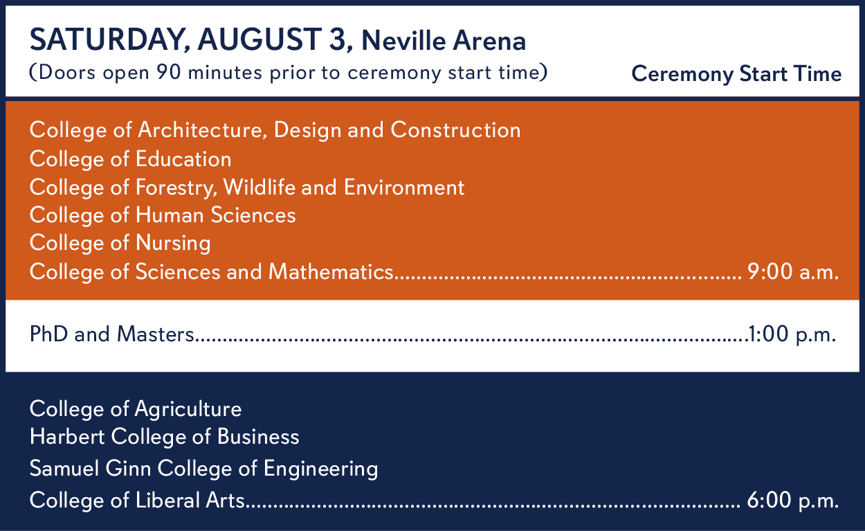 SUMMER 2024 COMMENCEMENT CEREMONY SCHEDULE